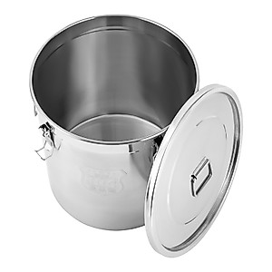 DYNAMI 304 Stainless Steel Airtight Canister,48L/12.7Gal Large Canisters Container with Lids and Sturdy Locking Clamp,Bucket Food Storage Containers for Rice, Flour, Grain, Coffee Bean (48L)