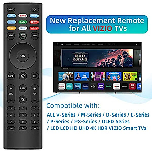 New Universal Remote for All VIZIO TVs, Including D-Series E-Series M-Series V-Series P-Series LED LCD HD 4K UHD HDR Smart VIZIO TVs. New Energy-Saving Function. 1 Year Full Warranty.
