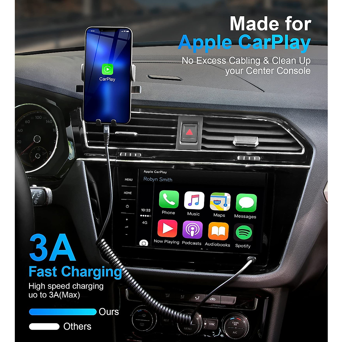 KIYODA USB Type C to Lightning Cable 3FT 2Pack, Coiled iPhone Charger Fast Charging for Car Short USBC iPhone Cord for iPhone14/13/12/11 Pro Max/iPad/CarPlay