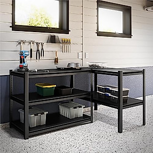 IKGH 5-Shelf Toolless Steel Garage Storage Shelving, 72" H x 48" W x 24" D, 4,000lb Capacity, Pewter Gray with Black Shelves