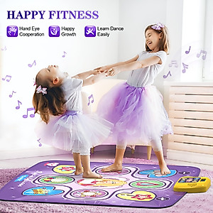 beefunni Dance Mat for Girls 3 4 5 6 7 8 9 10+ Year Old, 5 Game Modes, Birthday Gifts Toys for Kids, Dancing Pad with Adjustable Volume, LED Lights