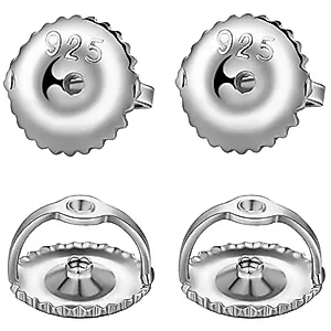 2 Pairs14k Gold Plated Screw Earring Backs 925 Sterling Silver Screw On Earring Backs for Studs,Hypoallergenic Screw Backs for Earrings Fit Threaded Post 0.032''