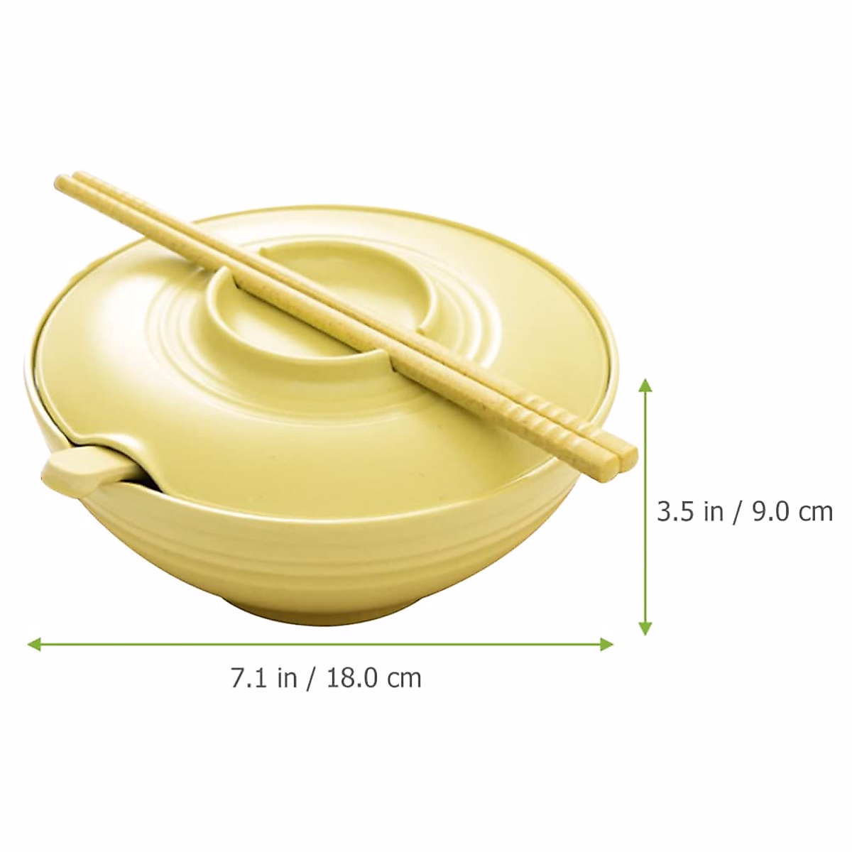 Hemoton Japanese Ramen Bowl Kitchen Serving Bowl Noodle Soup Bowl Miso Rice Bowls with Lid Spoon and Chopsticks for Pasta Cereal Fruit Mixing Bowl Green