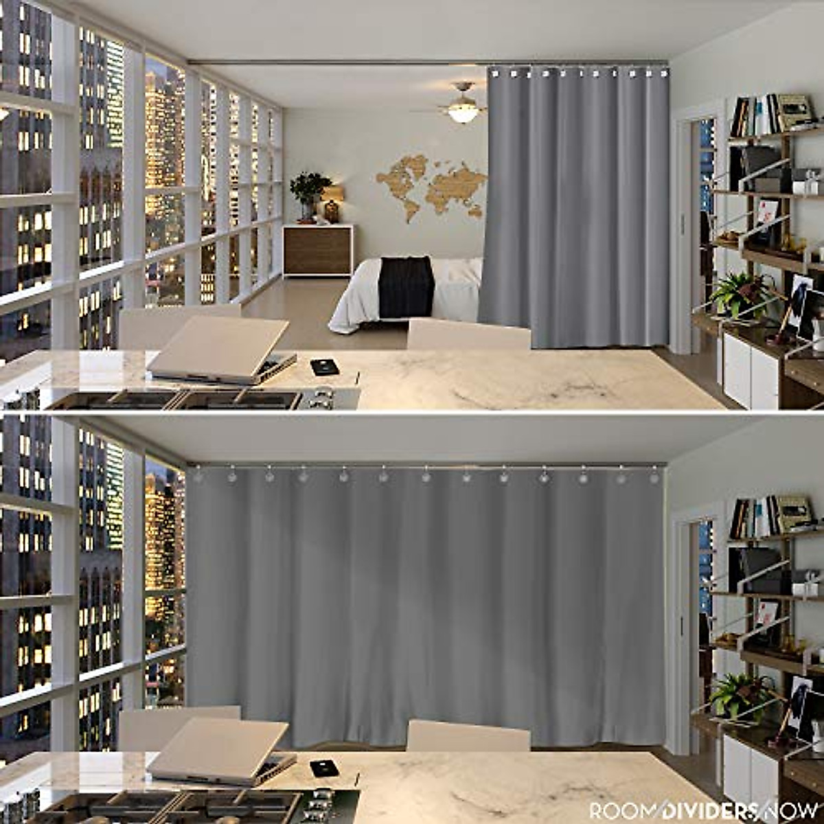 Room/Dividers/Now Ceiling Track Room Divider Kit - XXX-Large A, 8ft Tall x 14ft - 18ft Wide (Slate Gray)