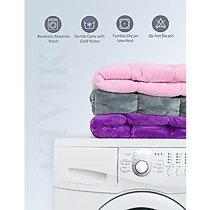 Kivik Weighted Blanket 7 lbs for Adult Travel Size,Small Weighted Body Blanket with Glass Bead Filled,Weighted Lap Blanket Throw for Calming & Relaxing,Household Machine Washable-Grey 29x24 Inches