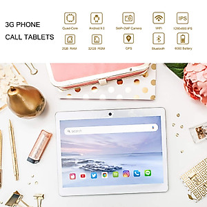 IBBWB Tablet 10 inch Android 9.0,3G Phone Call,2GB RAM, 32GB Storage, 6000mAh Battery, Dual Sim Card Slots and 5MP Rear Camera, WiFi,Bluetooth, GPS, FM, Metallic