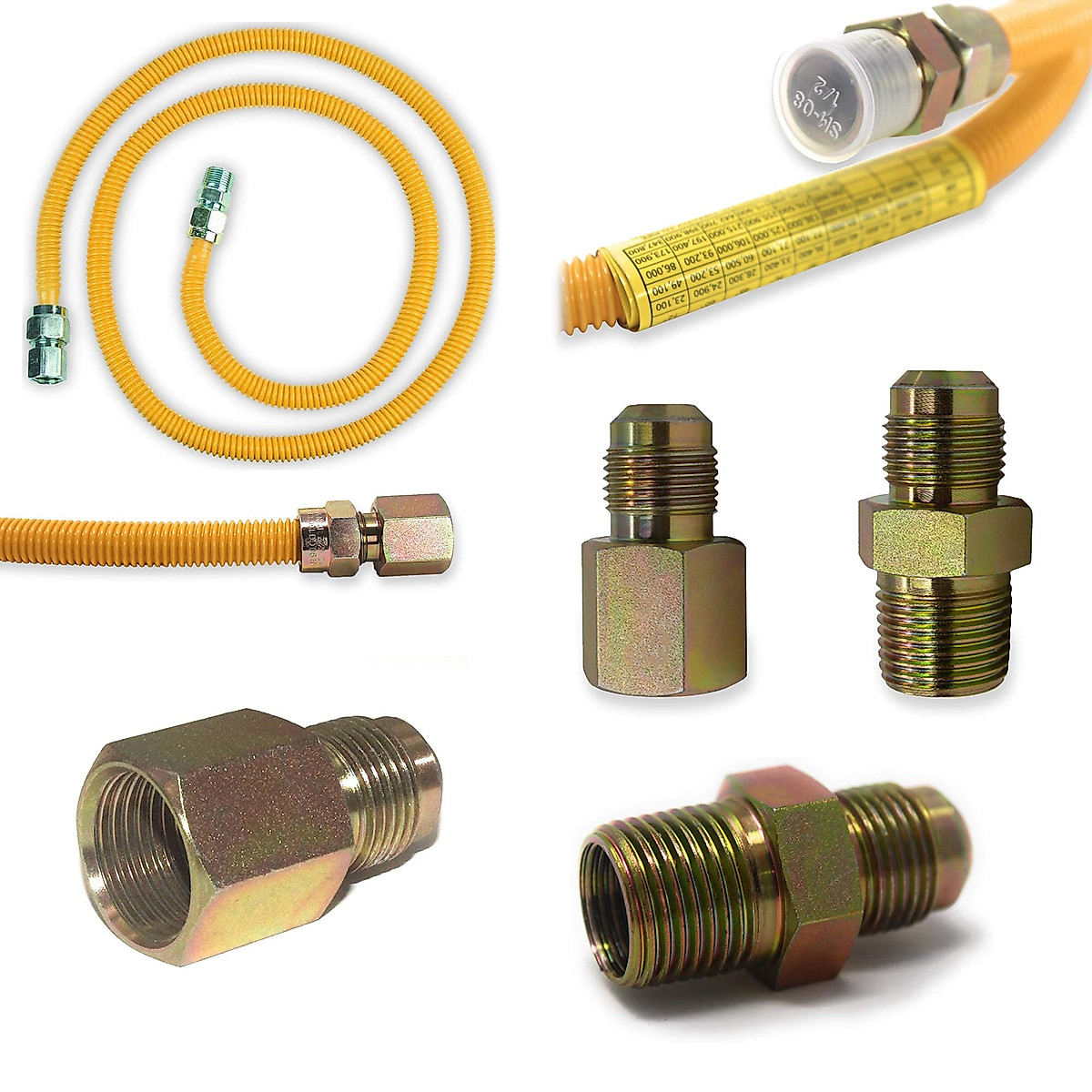 Appliance Pros Flexible Stainless Steel Gas Line for Dryer, Gas Hose Connector Kit, Comes with 1/2" OD 1/2" MIP x 1/2" FIP, Stainless Steel (GASLINE72)