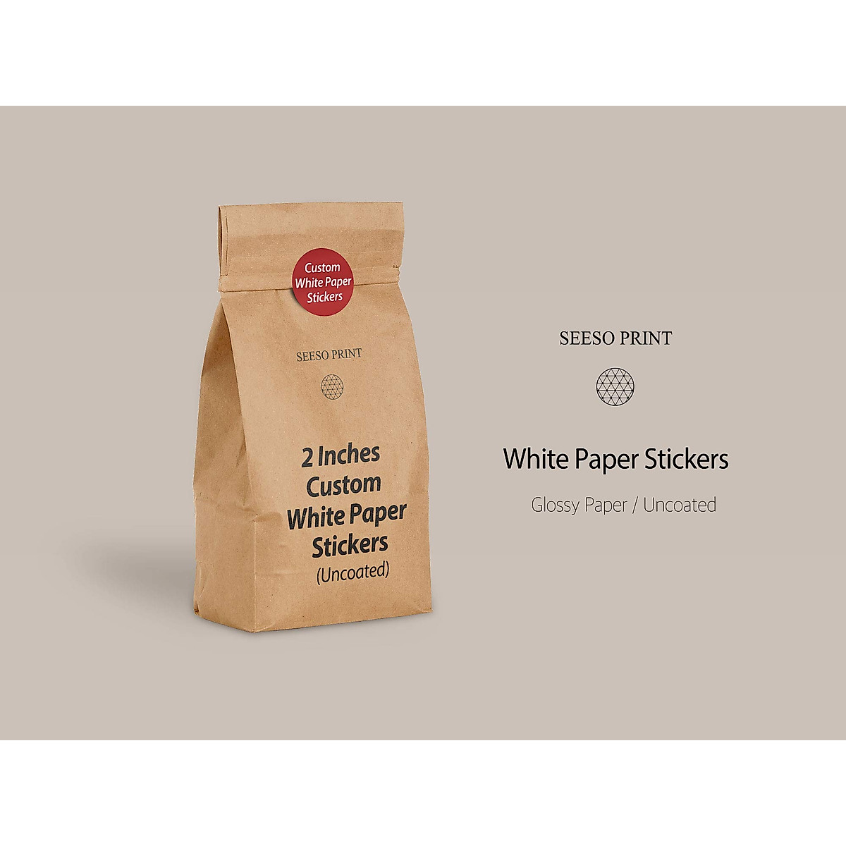 300 pcs Premium Custom Stickers Paper 2 inch Round Uncoated - Personalized Stickers for Businesses with Logo and Name. Birthday and Wedding Favors. Baby Pets Label Product Boxes