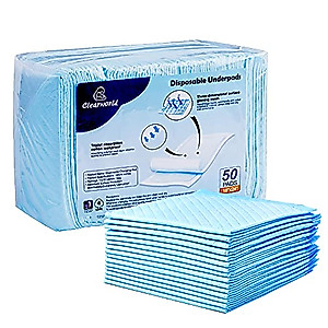 Clearworld 50 Pack Disposable Changing Pad, Waterproof Baby Disposable Underpads, Portable Diaper Changing Mat 3-Layer Leak-Proof,Breathable,Comfortable Always Keep Skin Dry 24”x18”