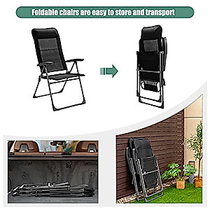 Giantex Set of 2 Patio Dining Chairs, Folding Patio Chairs, Outdoor Lawn Chairs with Adjustable Backrest and Headrest, Sling Camping Chairs, Portable Armchair for Porch Poolside Garden Backyard