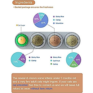 Cayse Cat Toys, 4 Natural Silvervine Catnip Balls, Edible Catnip Wall Toys, Safe Healthy Kitty Toys for Cats Lick, Kitten Chew Toys, Teeth Cleaning Dental Cat Ball Toy, Catnip Wall Treats