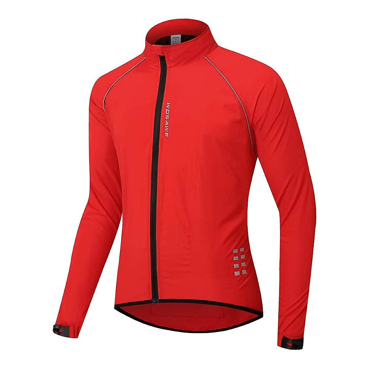 WOSAWE Men's Cycling Wind Jacket Reflective Ultralight Windbreaker Red XXL