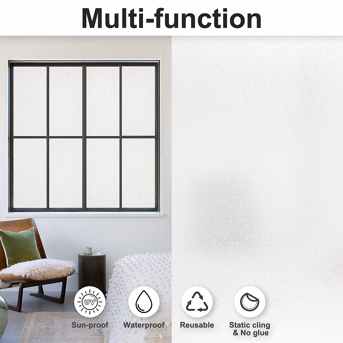 MAGIDEKOR Window Privacy Film with Installation Tools,Frosted Glass Window Film,Heat Blocking Static Clings Reusable Frosting Window Film for Bathroom Home Office,17.5 Inch X 6.5 Feet