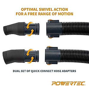 POWERTEC 70257 15 Ft. Dust Collection Hose Kit Hose with 2 Fittings for Woodworking Power Tools Home and Wet/Dry Shop Vacuums