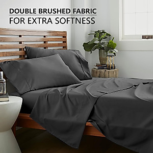 American Home Collection King Sheet Sets - Ultra-Soft Microfiber Bed Sheets - Wrinkle - Resistant, Breathable, Deep Pockets - Dark Gray