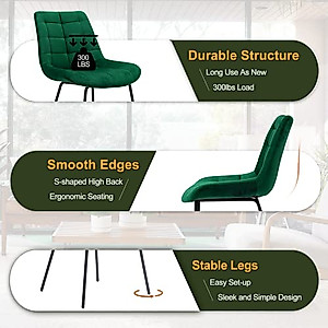 NicBex Velvet Dining Chairs, Upholstered Reception Chairs, Tufted Accent Chair with Metal Legs for Home Kitchen, Living Room, Set of 2, Green