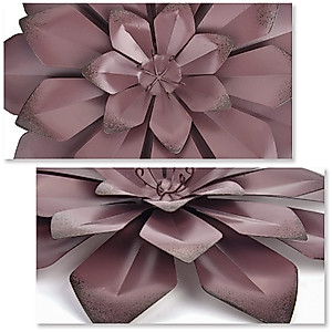 EASICUTI Brown Metal Flower Wall Art Decor Hanging For Indoor Outdoor Home Bathroom Kitchen Dining Room Bedroom Living Room Office Or Wall Sculptures 12 Inch