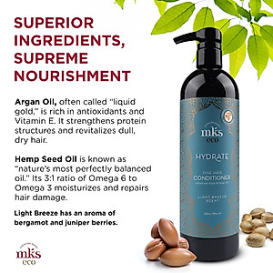 MKS eco Hydrate Conditioner for Fine Hair, Light Breeze - 25 fl oz - Locks in Moisture & Improves Shine - Moroccan Argan Oil, Hemp Seed Oil - Vegan, Cruelty Free