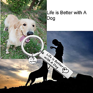 FEELMEM Dog Lover Gift Dog Mom Gift Life is Better With A Dog Keychain Pet Lovers Pet Jewelry Gifts for Dog Lovers (Silver)
