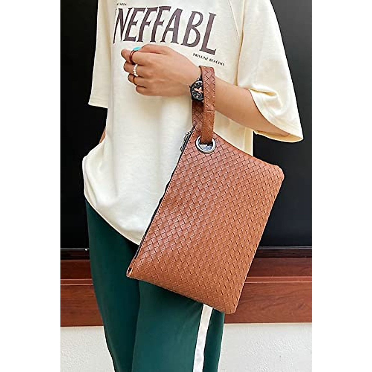 Hycurey Clutch Bags for Women Evening Clutch Purses Large Woven Clutch Purse Oversized Clutch Wallet Wrist Bags for Girls