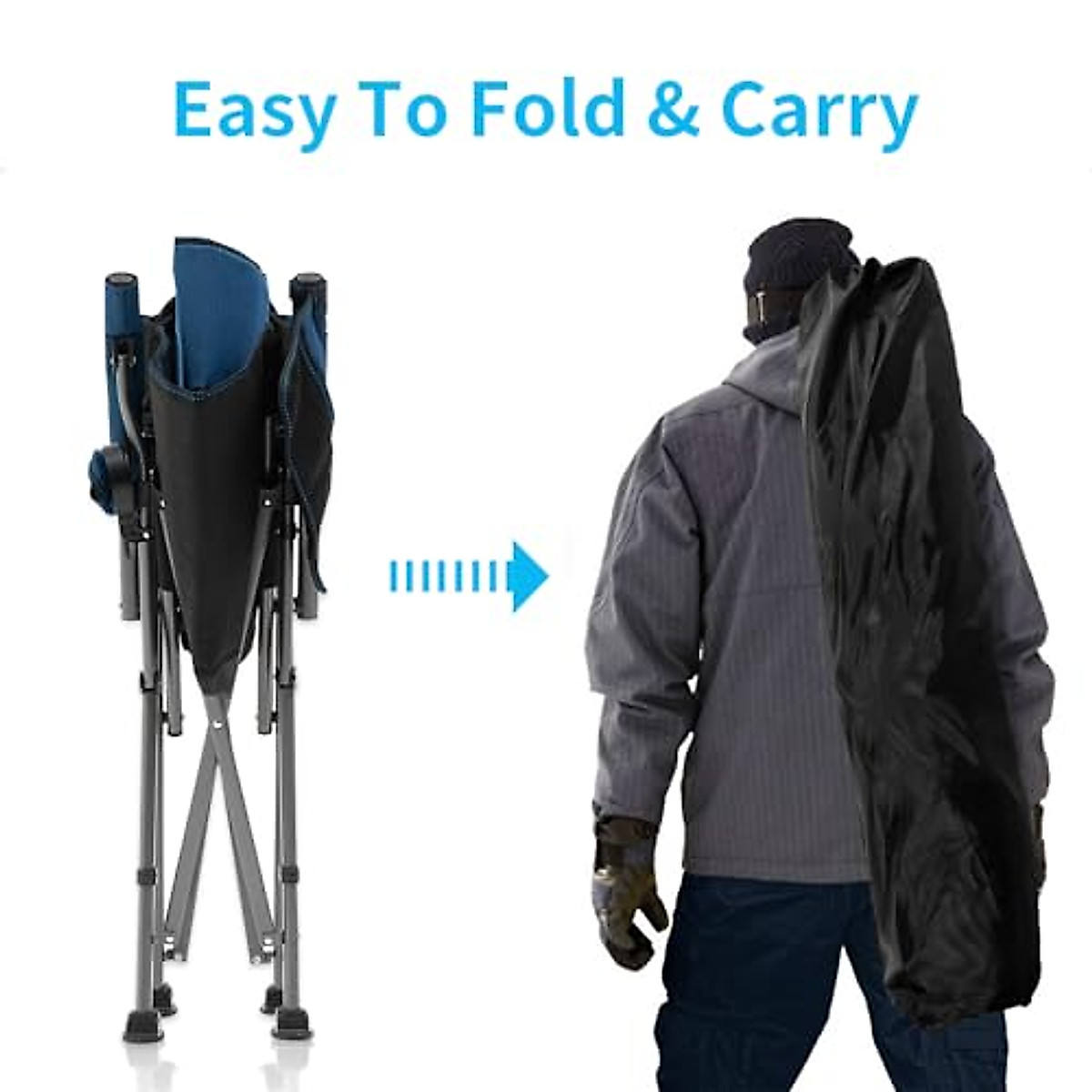 Camping Chairs for Adults,Portable Folding Lawn Chair for Outside,Heavy Duty Camping Chair Support up to 330lbs,Collapsible Outdoor Beach Chair with Cup Holder(Blue)