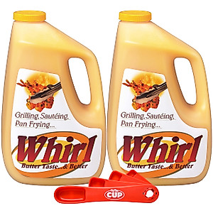 Whirl Butter Liquid Flavor Oil, 1 Gallon (Pack of 2) with By The Cup Swivel Spoons