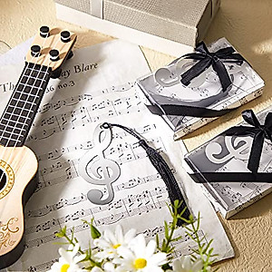 100 Pcs Musical Notes Bookmarks with Elegant Silk Tassel Music Metal Bookmarks Musical Wedding Favors Music Party Favors Gifts with Tassels and Gift Box for Students Band Office Book Piano Decorations