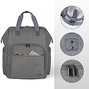 LUXJA Breast Pump Bag with Compartments for Cooler Bag and Laptop, Breast Pump Backpack with Breastmilk Bottle Pockets (Fits Most Major Breast Pump, Suitable for Working Mothers), Gray