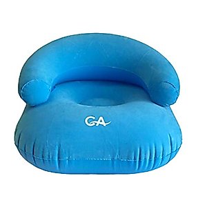 Comfort Axis Heavy Duty Inflatable Flocking Lounger Sofa, Wide Armrest Design for Kids Blue 23.5" by 23.5" by 16"