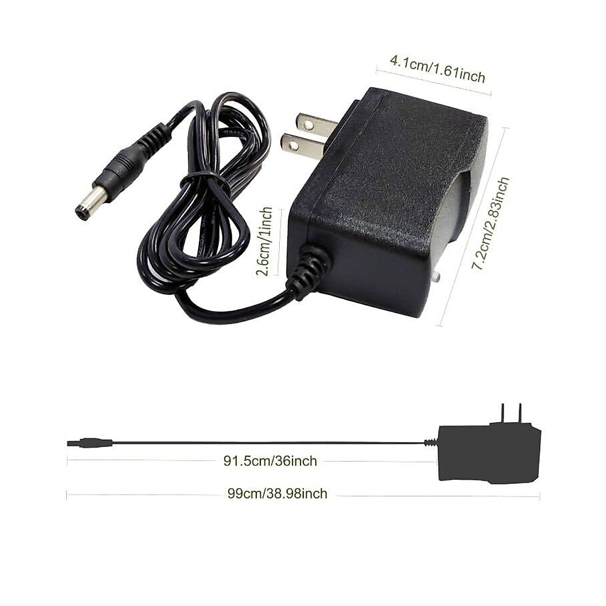 6Volt 2Amp Power Supply Adapter DC 6V Power Cord 100-240V AC to DC Converter 6 Volt 2A 2000mA Power Adapter with 5.5mm x 2.5mm Tip 6V2A Wall Adapter AC/DC Transformer