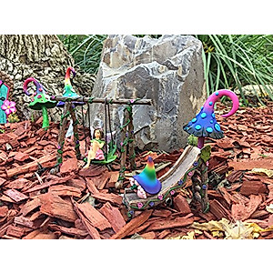 GlitZGlam Fairy and Gnome Miniature Swing and Slide Set - A Fairy Garden Accessory