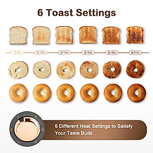 Mecity 4 Slice Toaster, Long Slot Toaster With Warming Rack, Bagel/Defrost/Reheat Functions,Warming Rack, Crumb Tray, 6 Browning Settings, Extra Wide Long Slots, Stainless Steel, 1300W,Grey