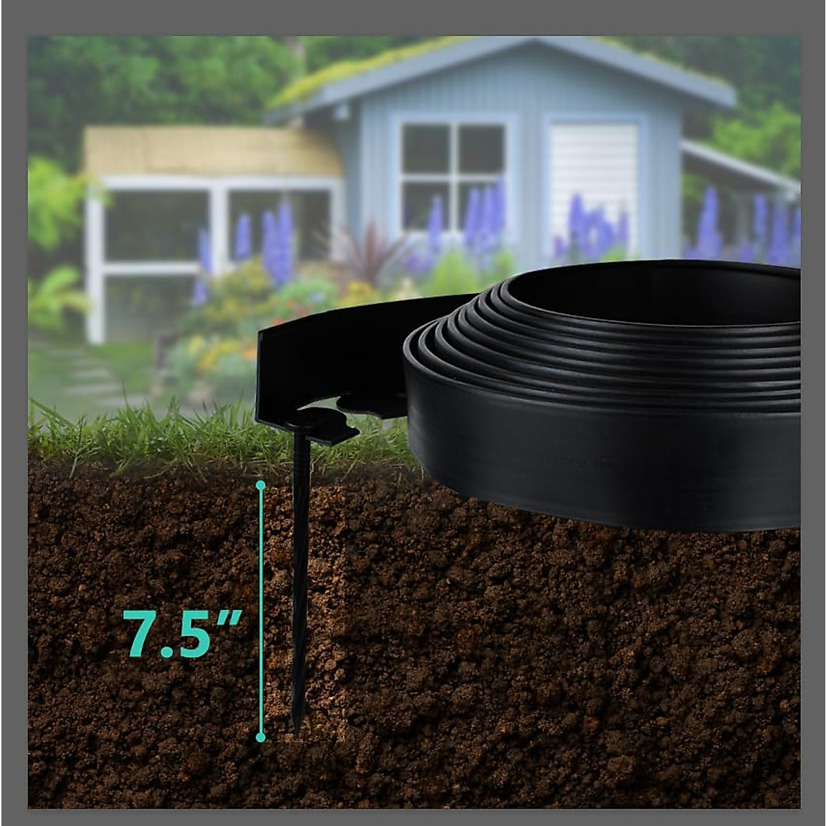 Citrine Garden Landscape Edging Kit, Include 20ft Length Black No Digging Garden Edging Coil, 20 Durable Spiral Spikes,Free Garden Pruning Scissors