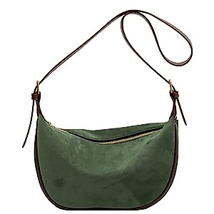 Mudono Small Shoulder Bag for Women Suede Hobo Crossbody Purse Lightweight Crescent Satchel with 2 Detachable Shoulder Straps