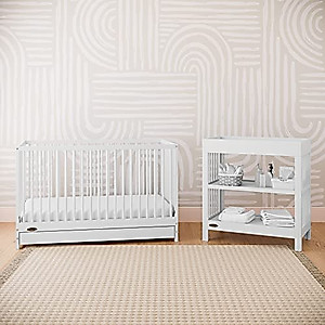 Graco Teddi 5-in-1 Convertible Crib with Drawer (White) – GREENGUARD Gold Certified, Crib with Drawer Combo, Full-Size Nursery Storage Drawer, Converts to Toddler Bed, Daybed and Full-Size Bed