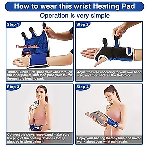 ALDIOUS Heating Pad for Wrist Pain, Heated Hand Wrap for Arthritis, Carpal Tunnel Relief, Tendonitis, Injuries, Wrist and Hand Pain Relief, 86-158℉ Adjustable Temperature, Auto Shut Off
