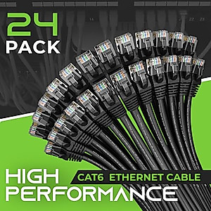 GearIT Cat 6 Ethernet Cable 0.5 ft 6-Inch (24-Pack) - Cat6 Patch Cable, Cat 6 Patch Cable, Cat6 Cable, Cat 6 Cable, Cat6 Ethernet Cable, Network Cable, Internet Cable - Black 0.5 Foot