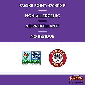 Pompeian 100% Grapeseed Oil Non-Stick Cooking Spray, Perfect for Stir-Frying, Grilling and Sauteing, Naturally Gluten Free, Non-GMO, No Propellants, 5 FL. OZ., Single Bottle