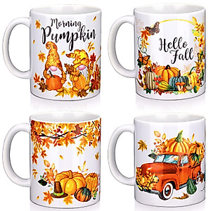 Patelai Pumpkin Coffee Mug Fall Coffee Mug Hello Pumpkin Mugs Hello Fall Mug Autumn Coffee Cups Thanksgiving Gnomes Themed Mug for Women Thanksgiving Gift