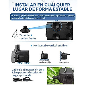 Poafamx 550GPH Submersible Pump 30W Ultra Quiet Aquarium Water Pump with 7.2ft High Lift Fountain Pump 3 Nozzles for Pond Hydroponics Statuary Fish Tanks