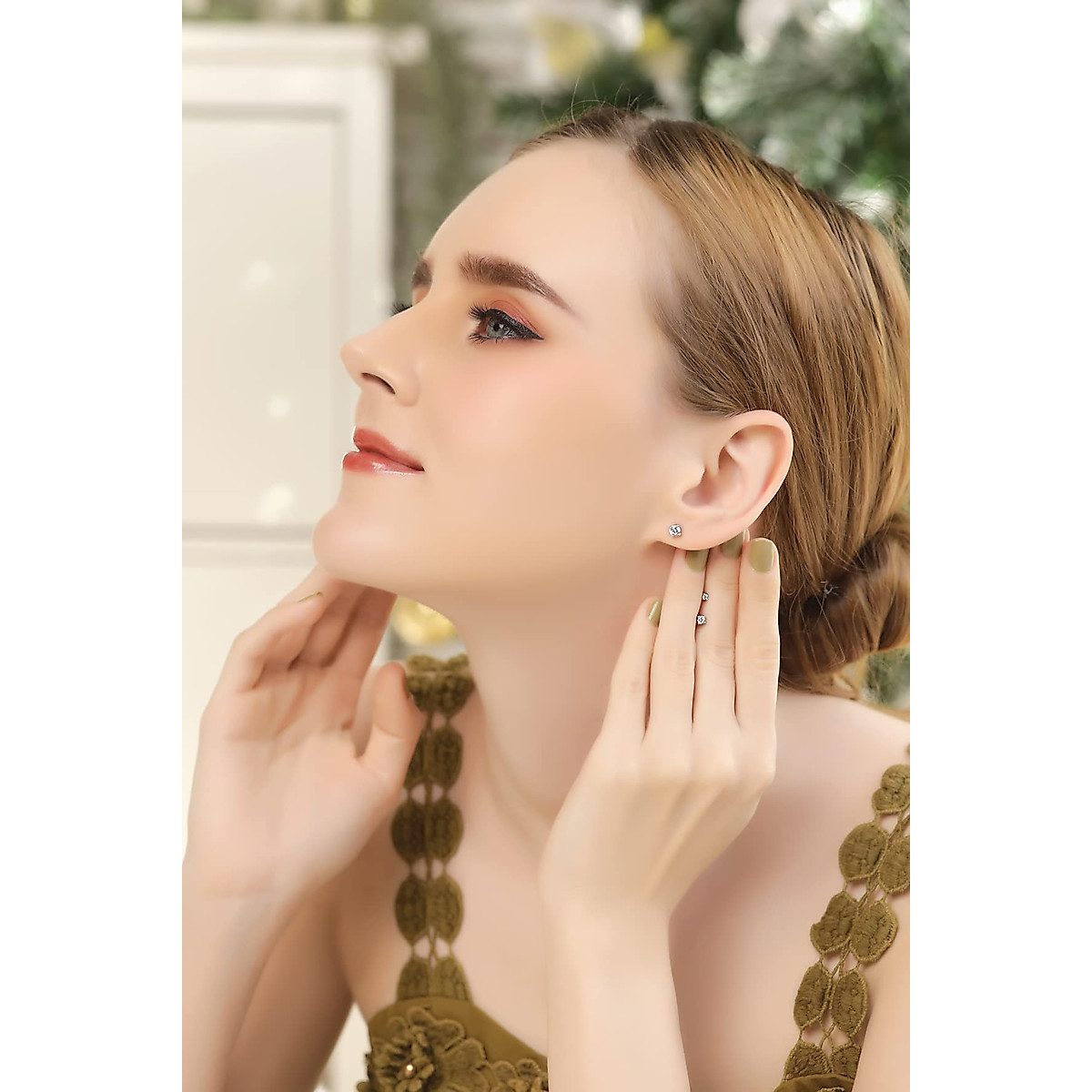 3 Pair Set Sterling Silver Cubic Zirconia Round Stud Earrings, 2mm 3mm 4mm