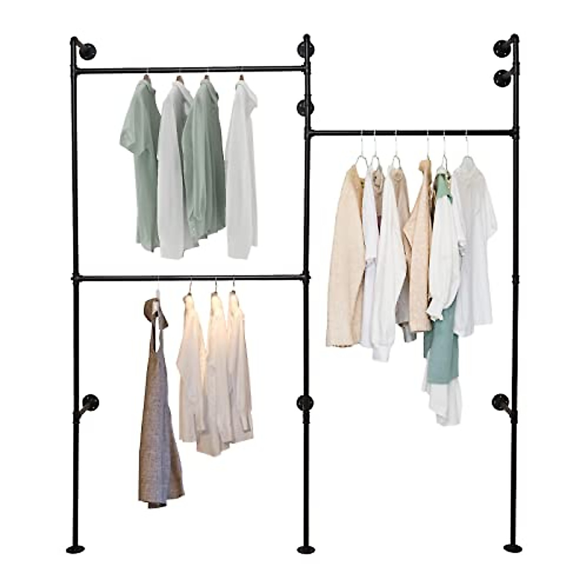 Industrial Pipe Clothes Rack, Wall Mounted Garment Rack, Heavy Duty Iron Garment Bar, Clothes Hanging Rod Bar