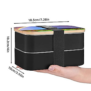 Evening Rainbow Adult Lunch Box, Bento Box, With Cutlery Set Of 3, 2 Compartments, Rectangular, Lunch Box For Adults