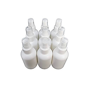 4 Ounce Boston Round Bottles. HDPE Plastic Empty. White Treatment Pump caps (9-Pack)