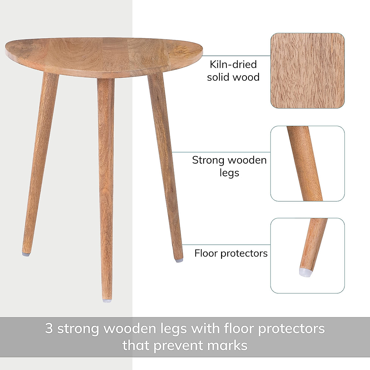 MH London Bond Wooden Triangle End Table - Exclusively Designed Modern Small Side Table. Hand Crafted - Wooden Side Table - Contemporary Design for Small End Tables for Bedroom and Living Room