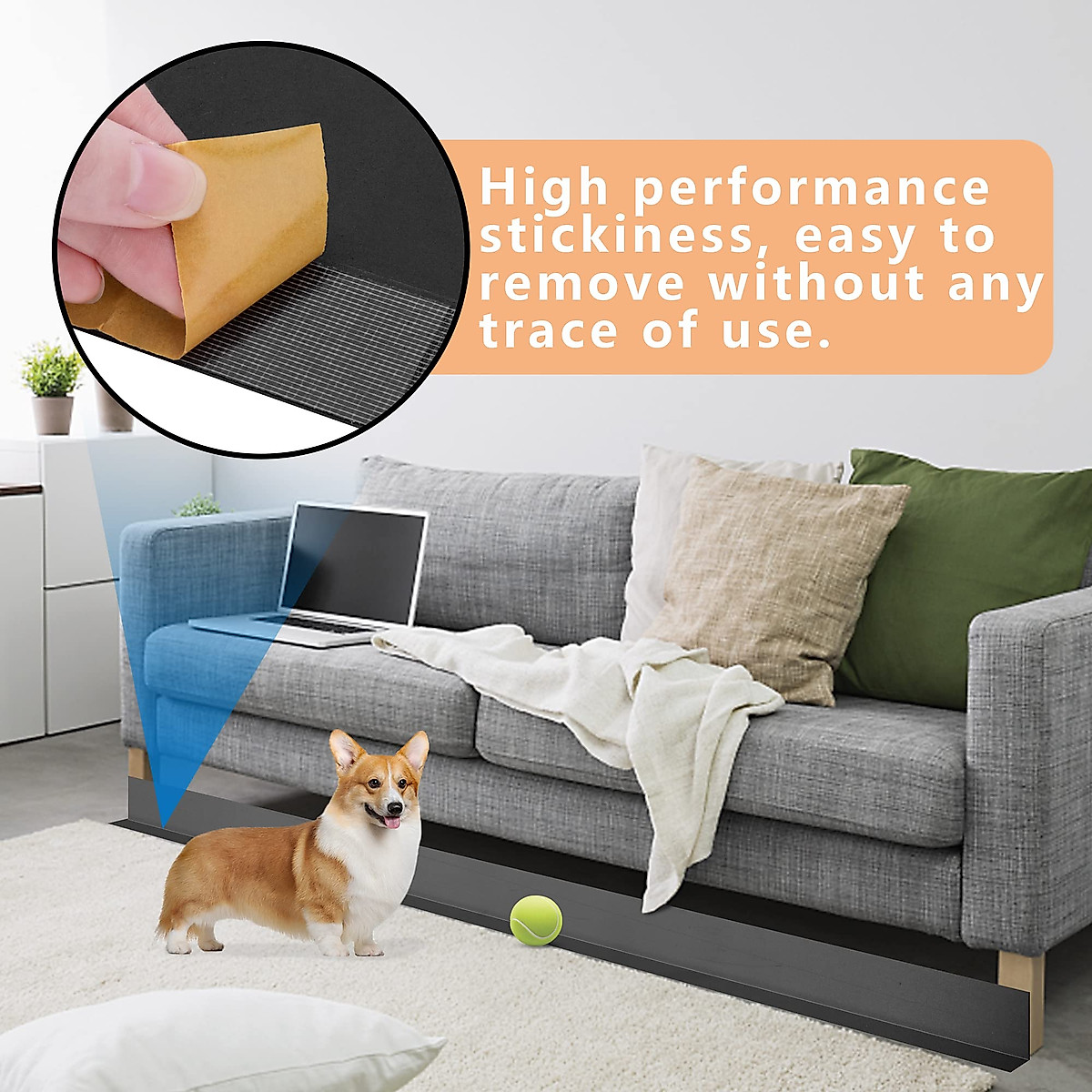 Toy Blocker, PVC Under Sofa Toy Blocker Cuttable Under Couch Blocker, Self-Adhesive Gap Bumper Under Sofa,Toy Blocker Avoid Things Sliding Under Furniture