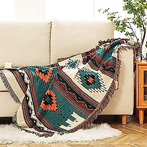 Homesy Aztec Throw Blankets Navajo Southwestern Throws Cover Reversible Southwest Blanket for Couch Chair Sofa Bed Home Outdoor Beach Travel