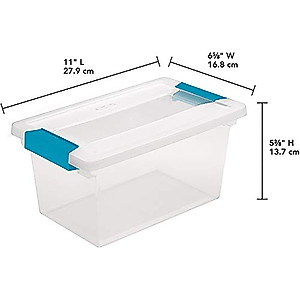 Sterilite Plastic Medium Clip Stacking Storage Box Container with Latching Lid for Home, Office, Workspace, and Utility Space Organization, 16 Pack