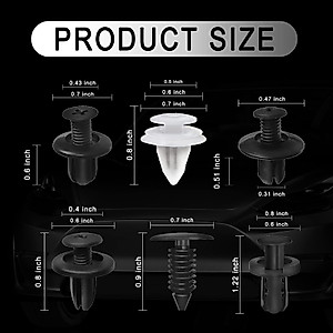 Dewkou 100 PCS Car Bumper Retainer Clips, 6.3mm 8mm 9mm 10mm Nylon Fasteners Rivet Replacement Kit, Push-in Screw Bumper Push Rivet Clip with Removal Tool, Suitable for Most Models (Black)