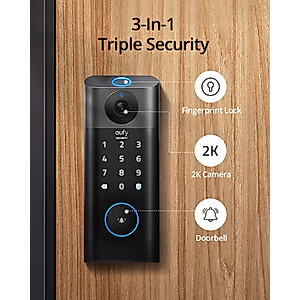 eufy Security S330 Video Smart Lock+S330 eufyCam 3 2-Cam Kit, 3-in-1 Keyless Entry Door Lock, Security Camera Outdoor Wireless, WiFi Door Lock,App Remote Control,Expandable Local Storage up to 16TB